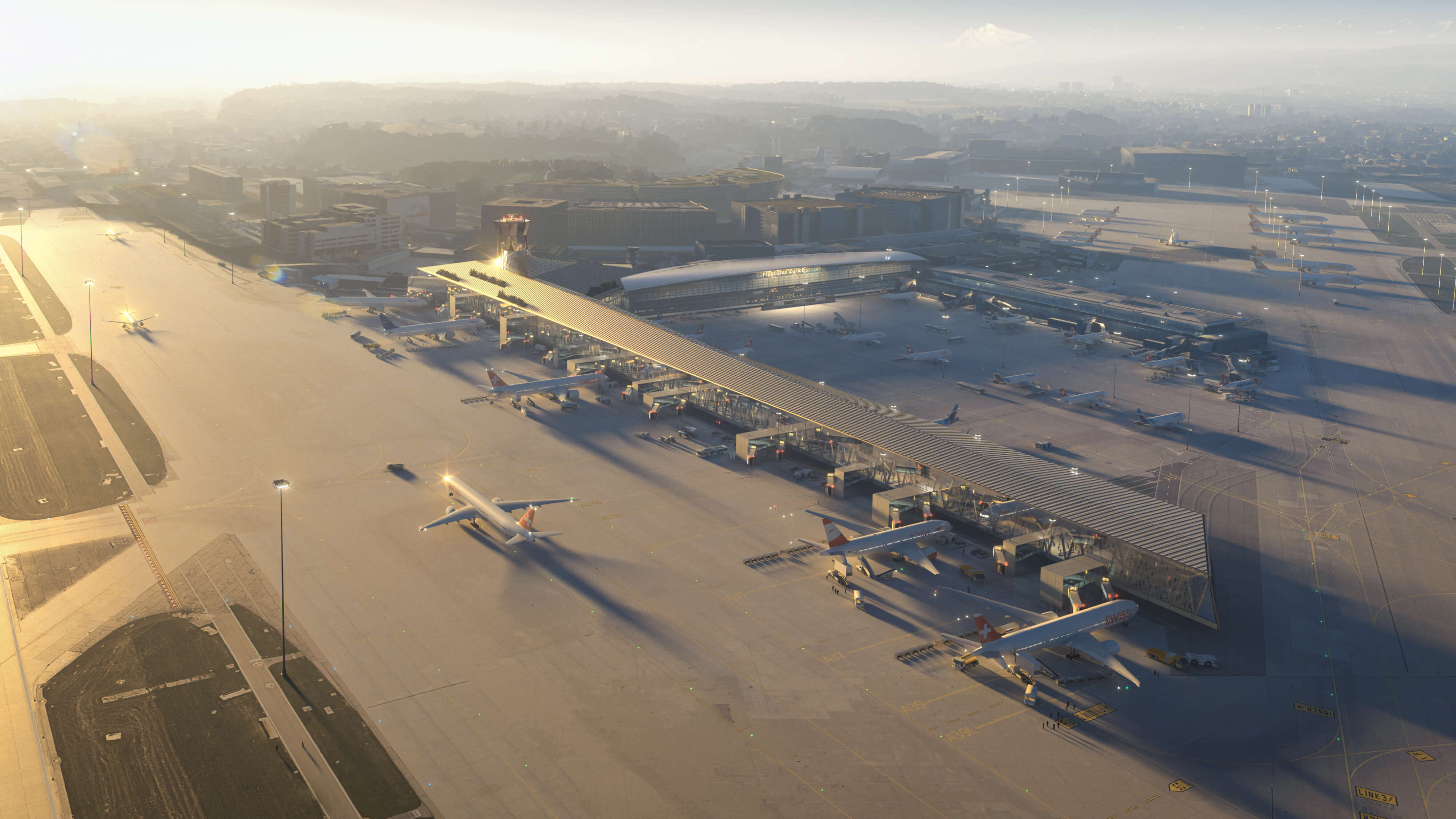 Main airport complex development – New Dock A, tower and base ...