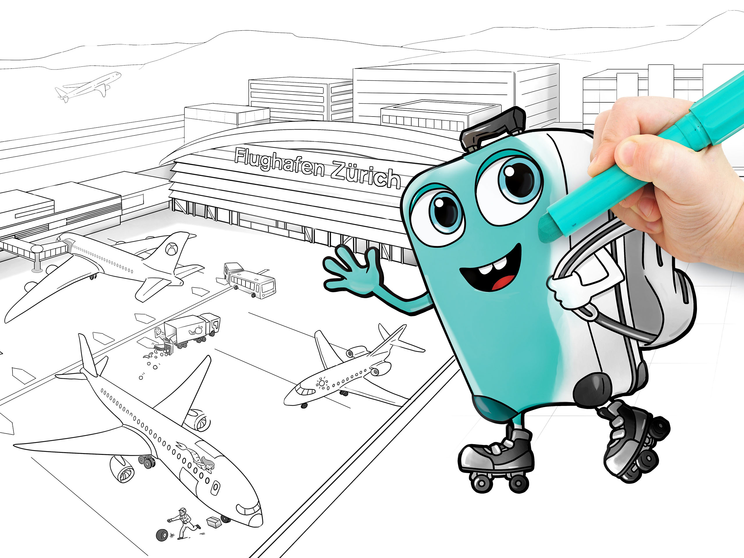 Rolli Rollkoffer – unser Flughafen Zürich Maskottchen – Flughafen Zuerich